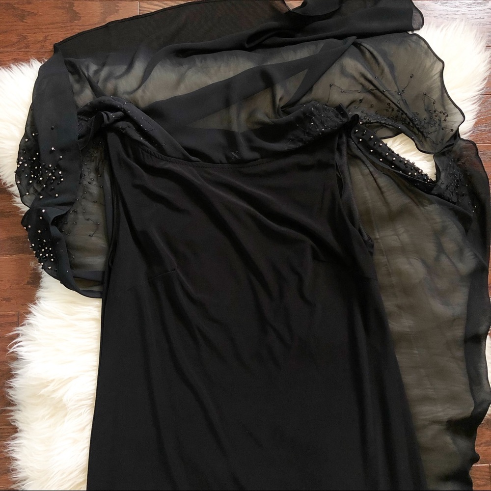 X By Xscape Black Beaded Overlay Sleeve Formal/Evenin… - Gem